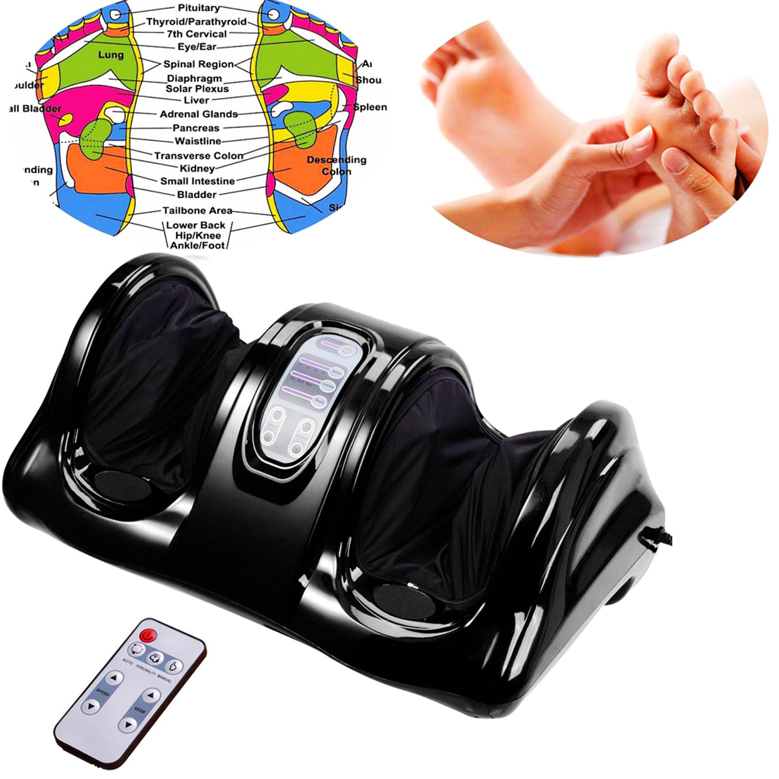 Shiatsu Foot Massager Kneading And Rolling Leg Calf Ankle Wremote Blackred New Ebay