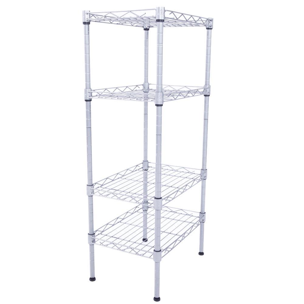 4 Tier Wire Shelving Rack Shelf Adjustable Unit Garage Kitchen Storage ...