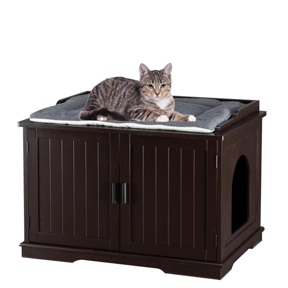 Cat Litter Box Enclosure Furniture Large Box House With Bench 