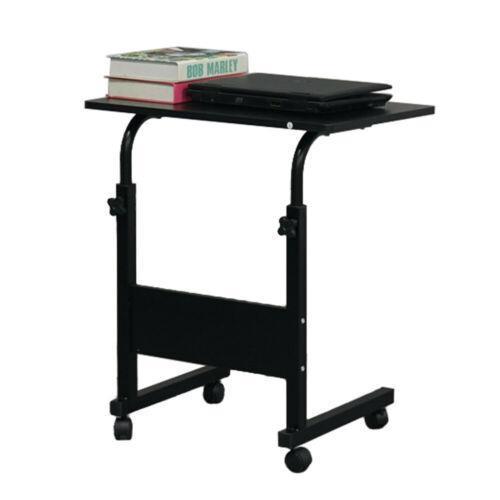 Laptop Rolling Desk Adjustable Height Portable Caster Cart Bed Side ...