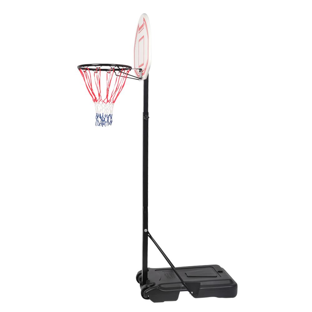 Adjustable 8Ft Basketball Hoop System Round Pole W/ Wheels Portable Kid ...