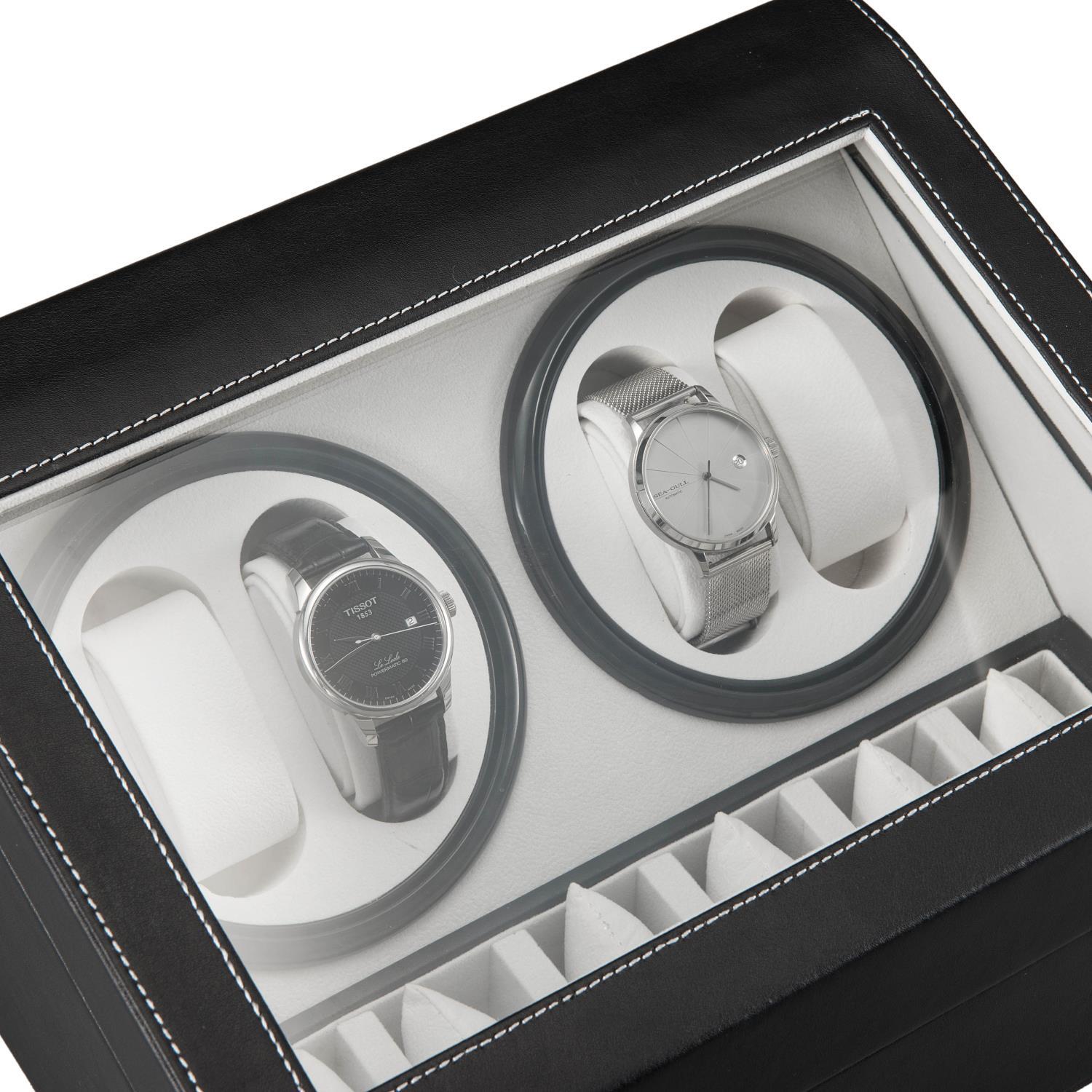 Leather Watch Winder Storage Auto Display Case Box 4+6 Automatic ...