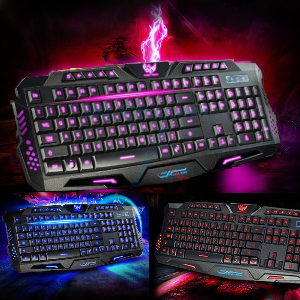 LED Backlit Gaming Keyboard WITH 3 Colorways + Alternating Light USB ...