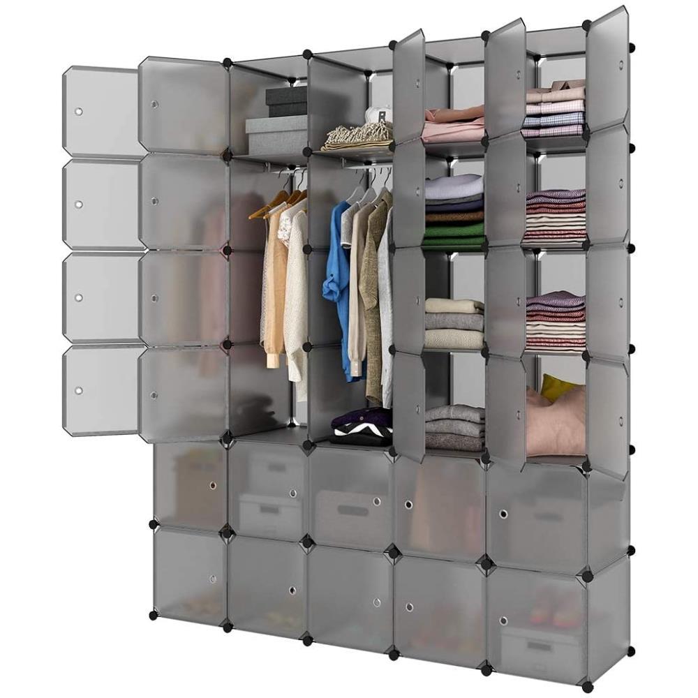 Stackable Cube Storage DIY Plastic Modular Closet Cabinet Storage ...