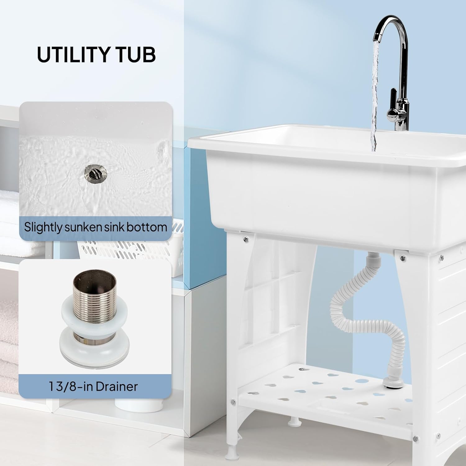 Laundry Room Sinks Storage Plastic Wall Mounted Utility Sink With Wall