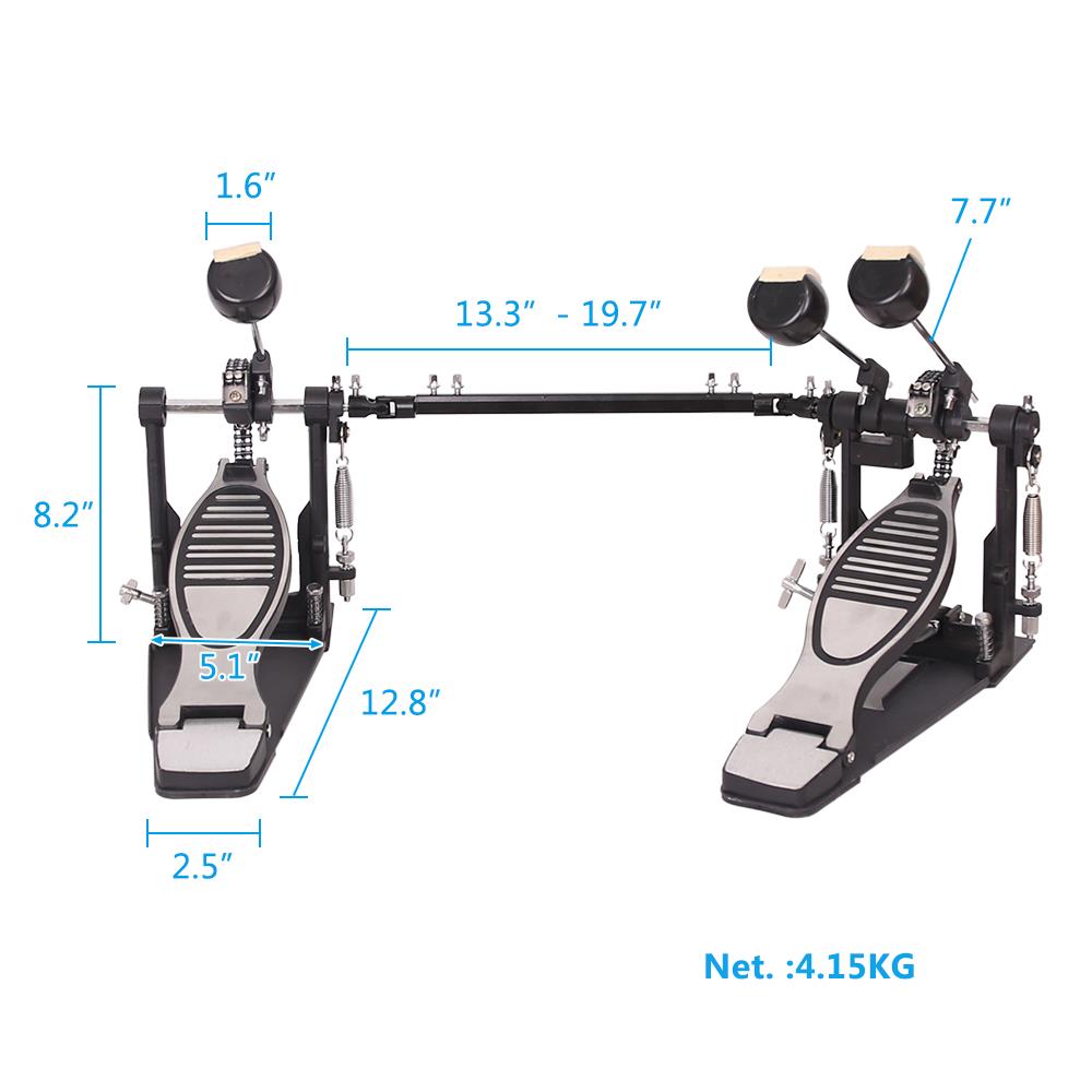 New Professional Double Bass Drum Pedal Twin Kick Drum Pedal Dual Chain ...