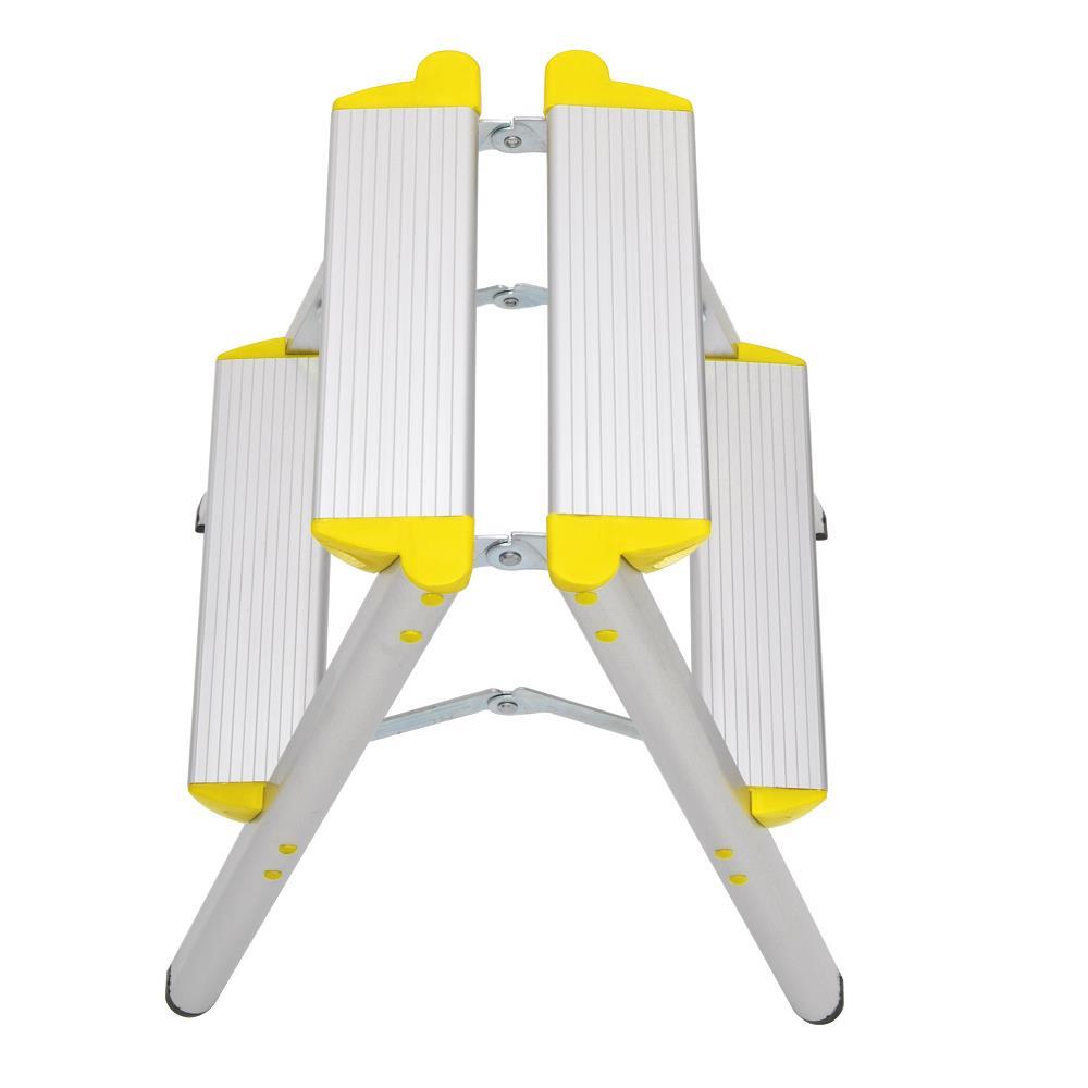 2 Step Excel Aluminium Hop up Step Ladder Folding Stool Platform Work ...