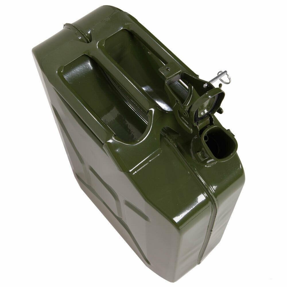 20L METAL JERRY TANK CAN SPOUT DIESEL PETROL OIL STORAGE ARMY GREEN+ ...