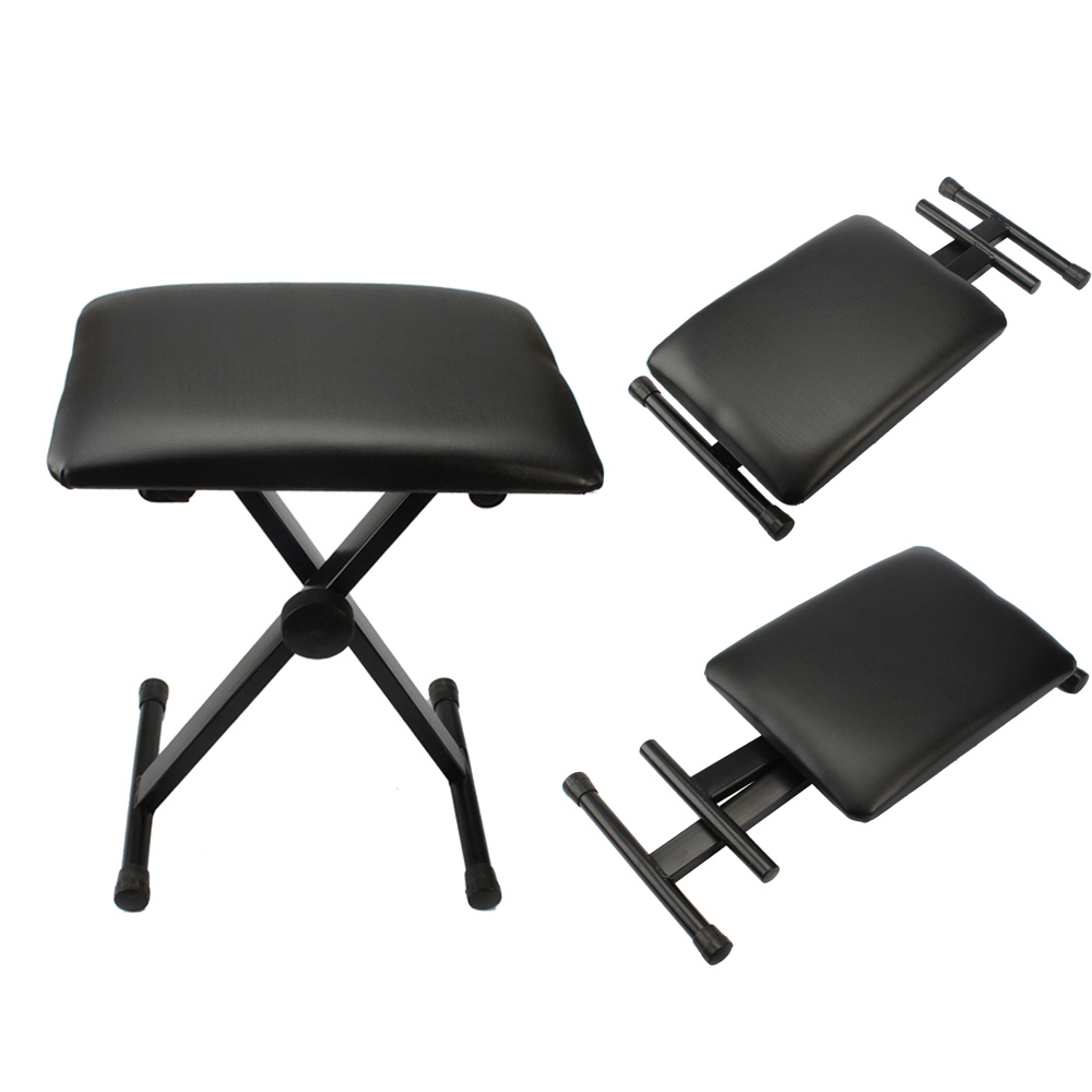 New Glarry Adjustable Folding Keyboard Piano Bench Stool Padded Seat ...