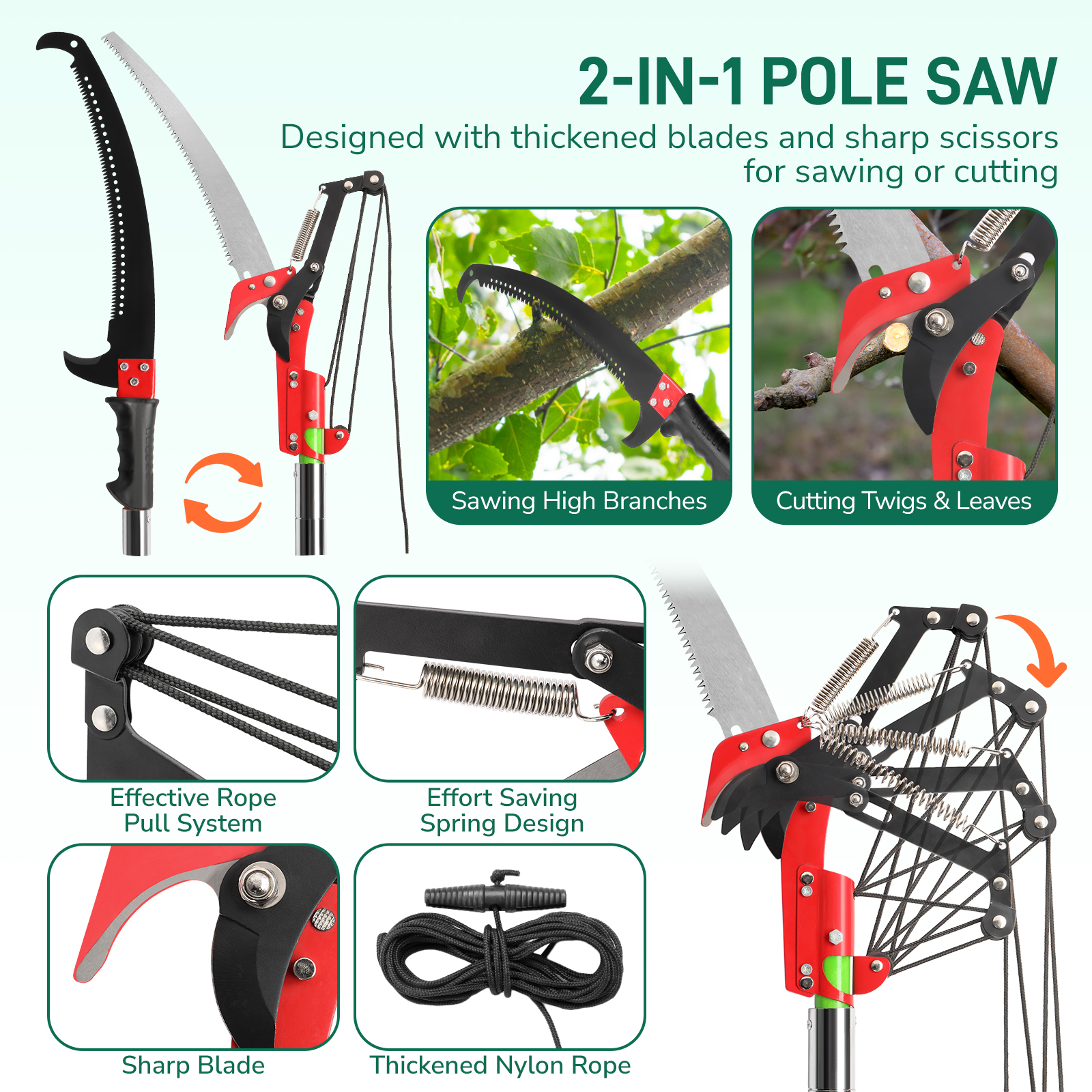 Tree Pruning Saw Prunrt Telescopic Tree Trimmer 4.5-10 FT With 3 ...